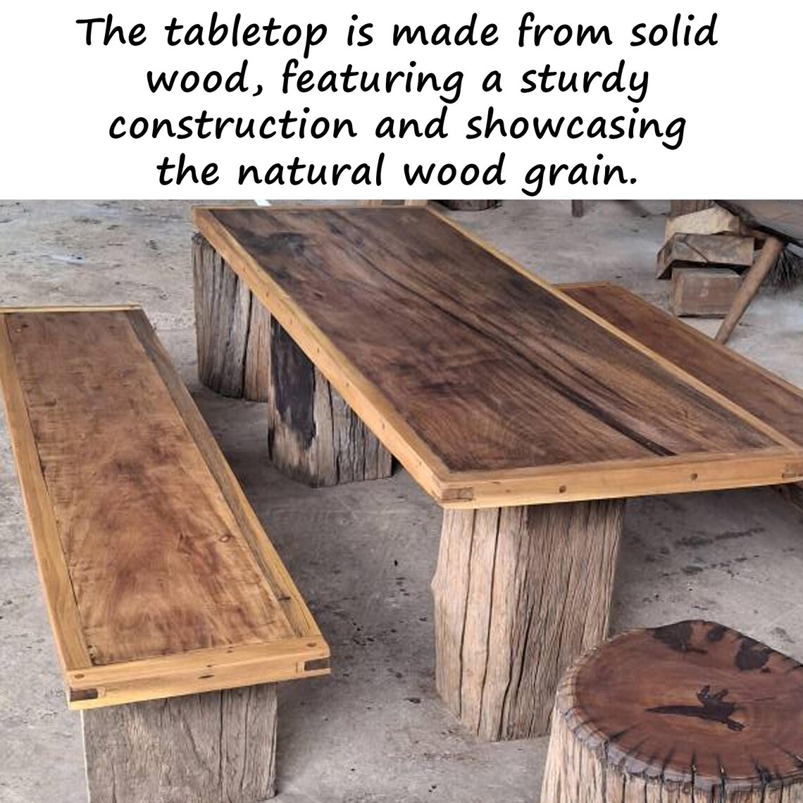 Solid Wood Dining Table Live Edge Kitchen Table Natural Drift Wood End ...