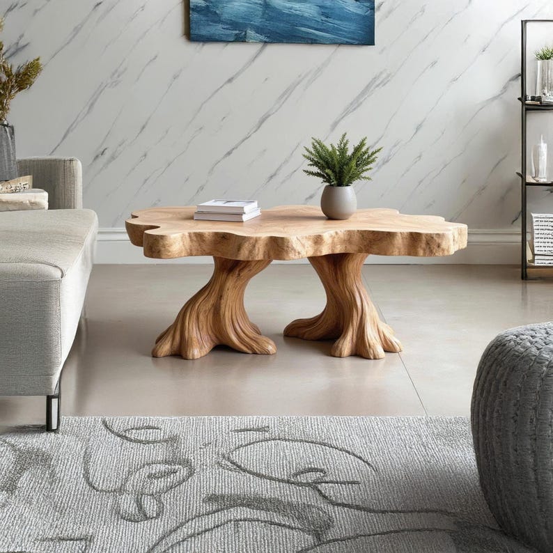Live Edge Wood Coffee Table Tree Trunk Table Driftwood Sculpture Art ...