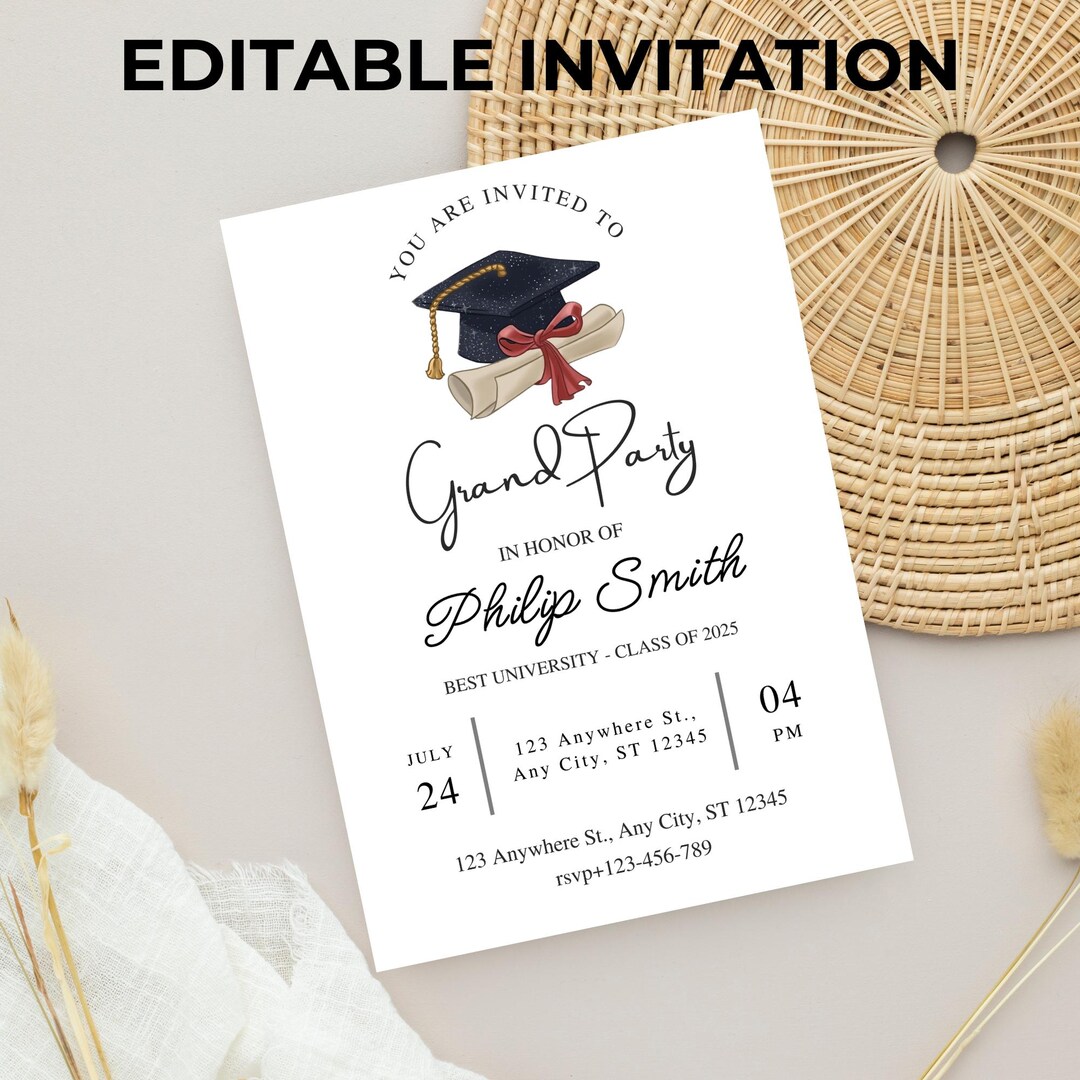 Editable Graduation Party Invitation Template: Class of 2025 - Etsy