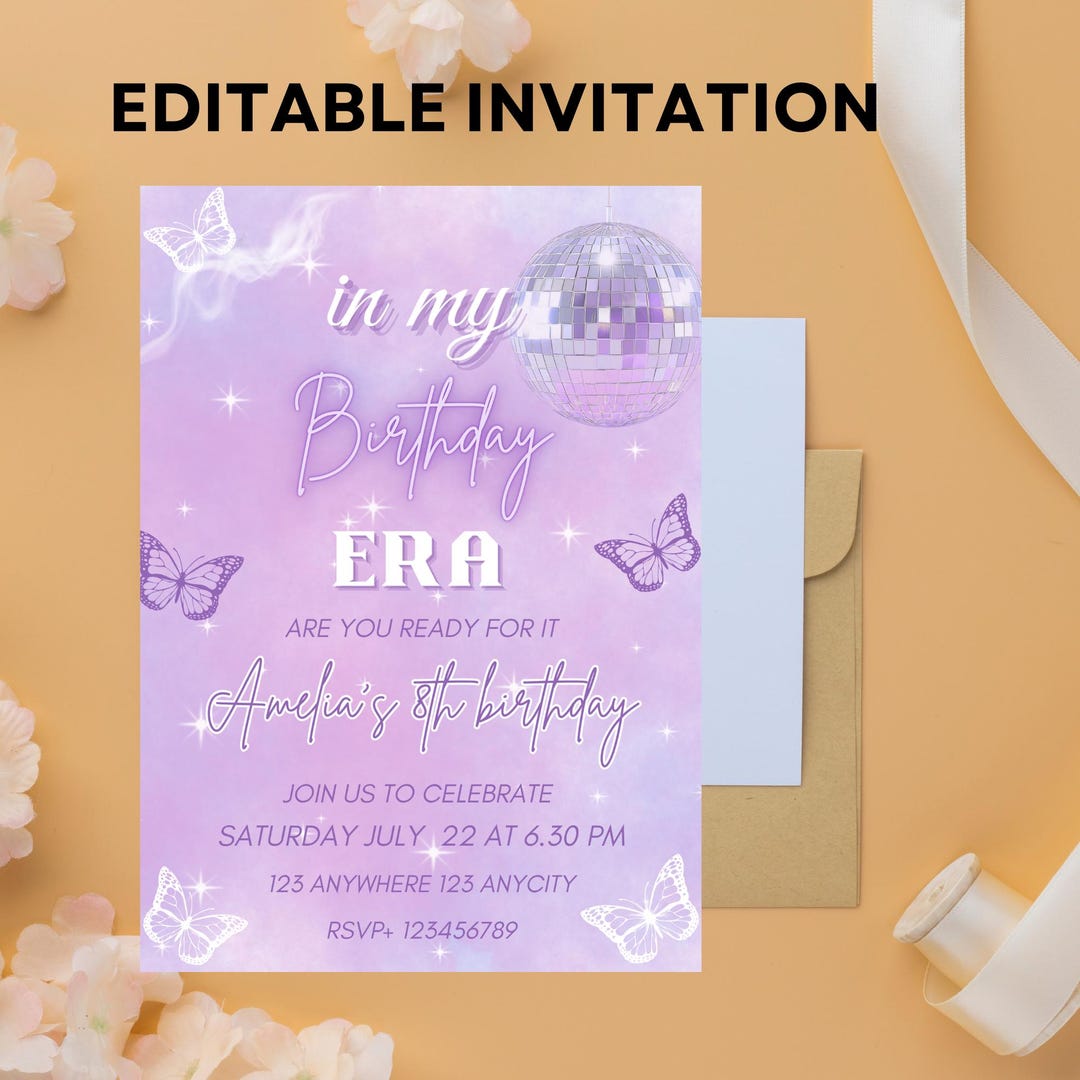 Trendy Taylor Birthday Digital Invitation: Editable Birthday Party ...