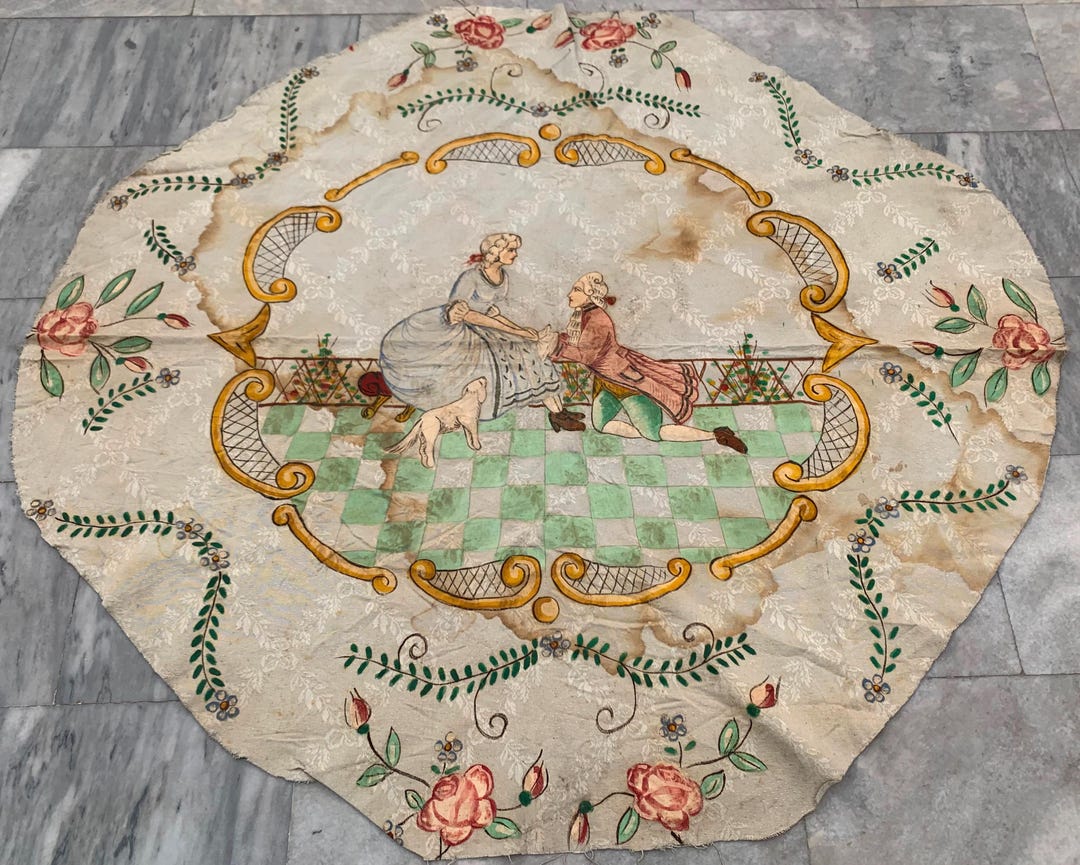 1850s Antique French Hand Painting Tapestry, Pictorial Tapestry ...