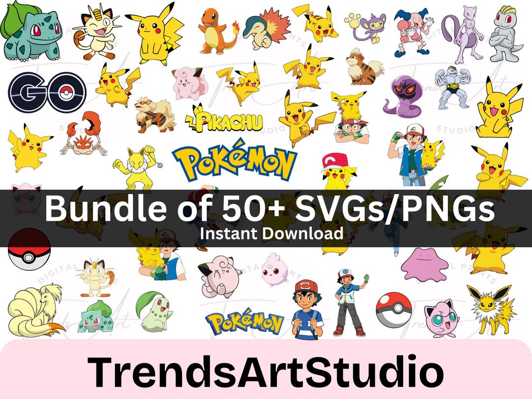Pokemon SVG Bundle 50+ | Pokemon Clipart, PNG, Pikachu, Cricut ...