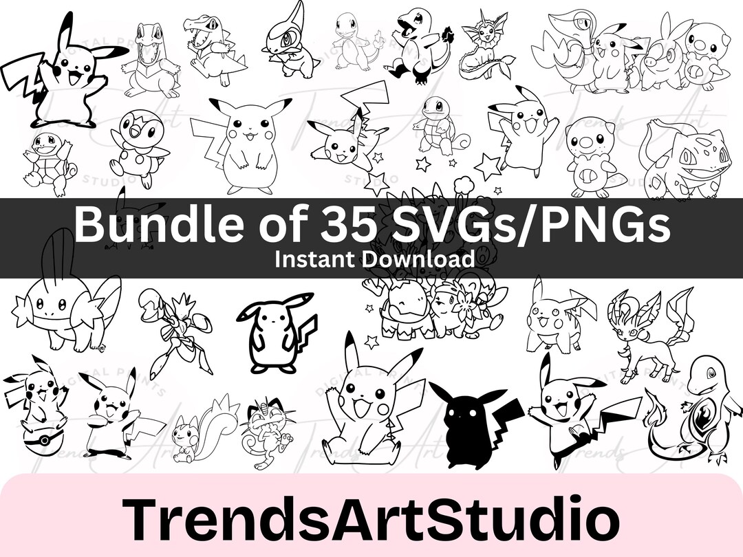 Pokemon SVG Bundle | Pikachu - Pokeball - Mew Clipart | Cricut ...
