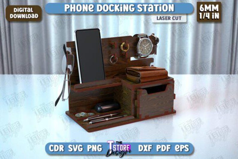 Phone Docking Station SVG Bundle - Laser Cut Files for Phone and Watch ...