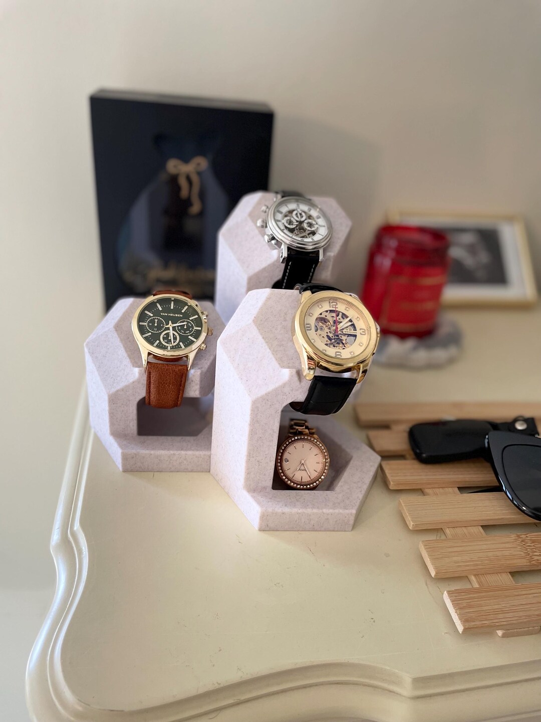 3 X Modern 3D Printed Watch Stand – Minimalist Watch Holder for Desk ...