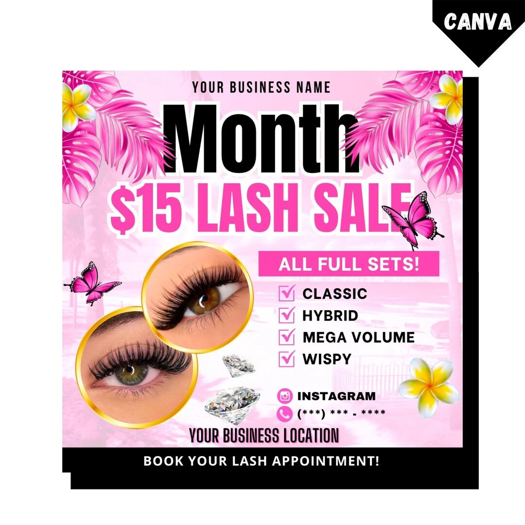 Lash Deal Flyer, Lash Special Flyer, Lash Sale, Lash Extensions Flyer ...