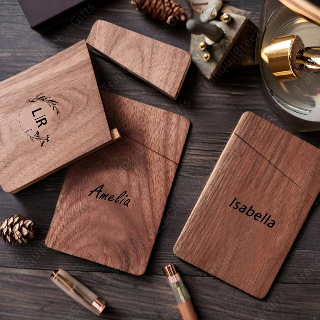 Personalized Custom Wooden Business Card Holder,engraved Name Card Box ...
