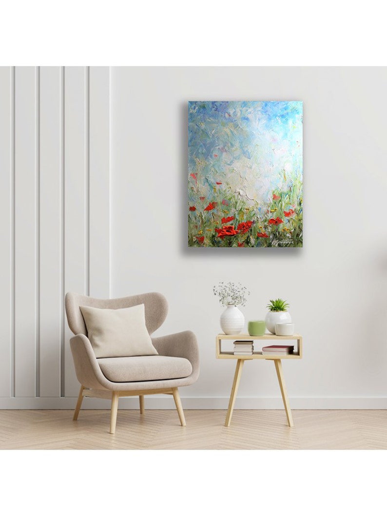 Original Painting Landscape Painting Poppy Painting | Etsy