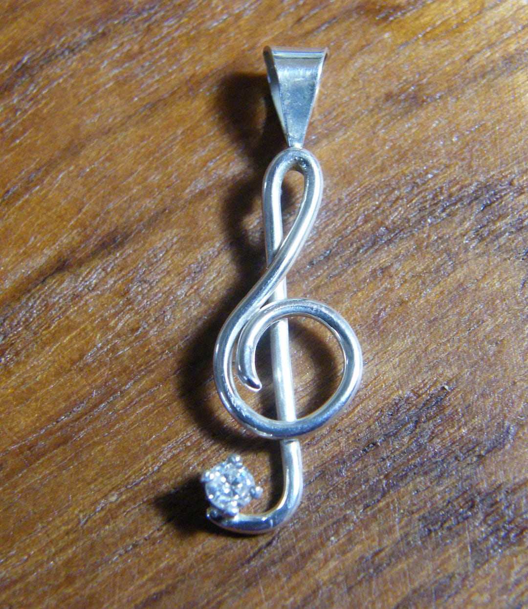 Sterling Silver and Diamond Treble Clef Pendant - Etsy