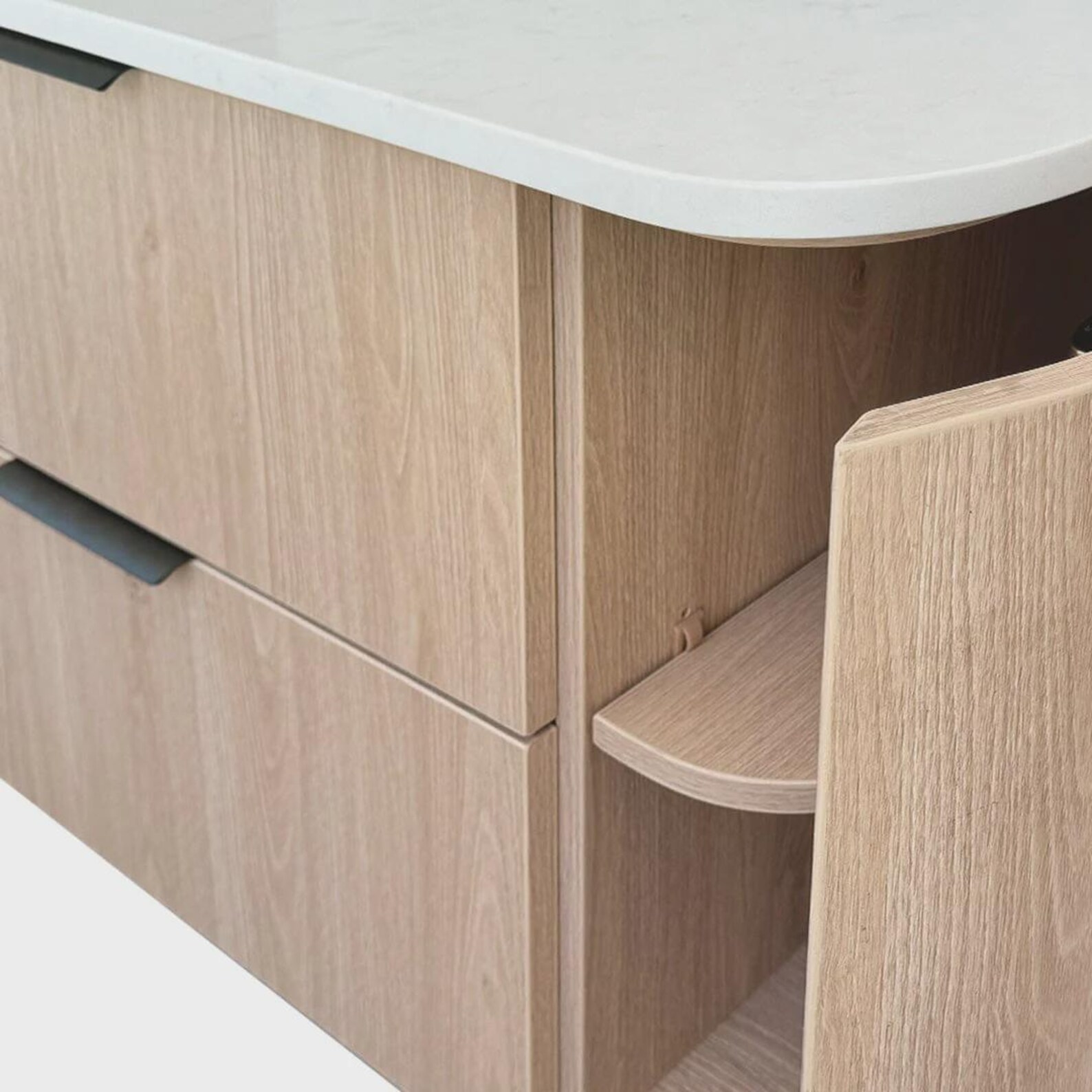 48" Curved Floating White Oak Vanity: Handmade Modern Bathroom Decor - Etsy
