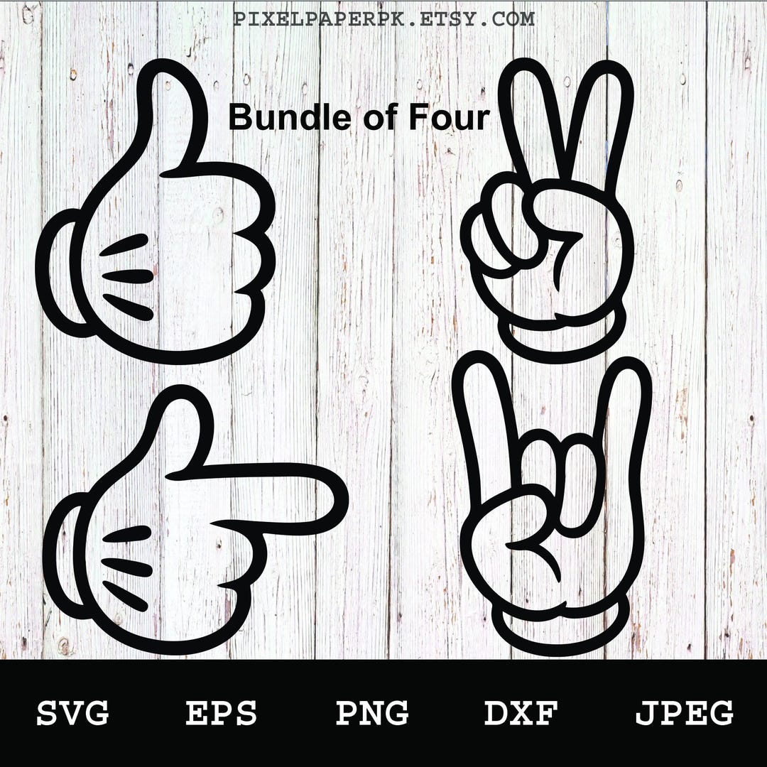 Hand Gestures Bundle Svg, Eps, Png, Dxf, Jpeg Digital Download ...