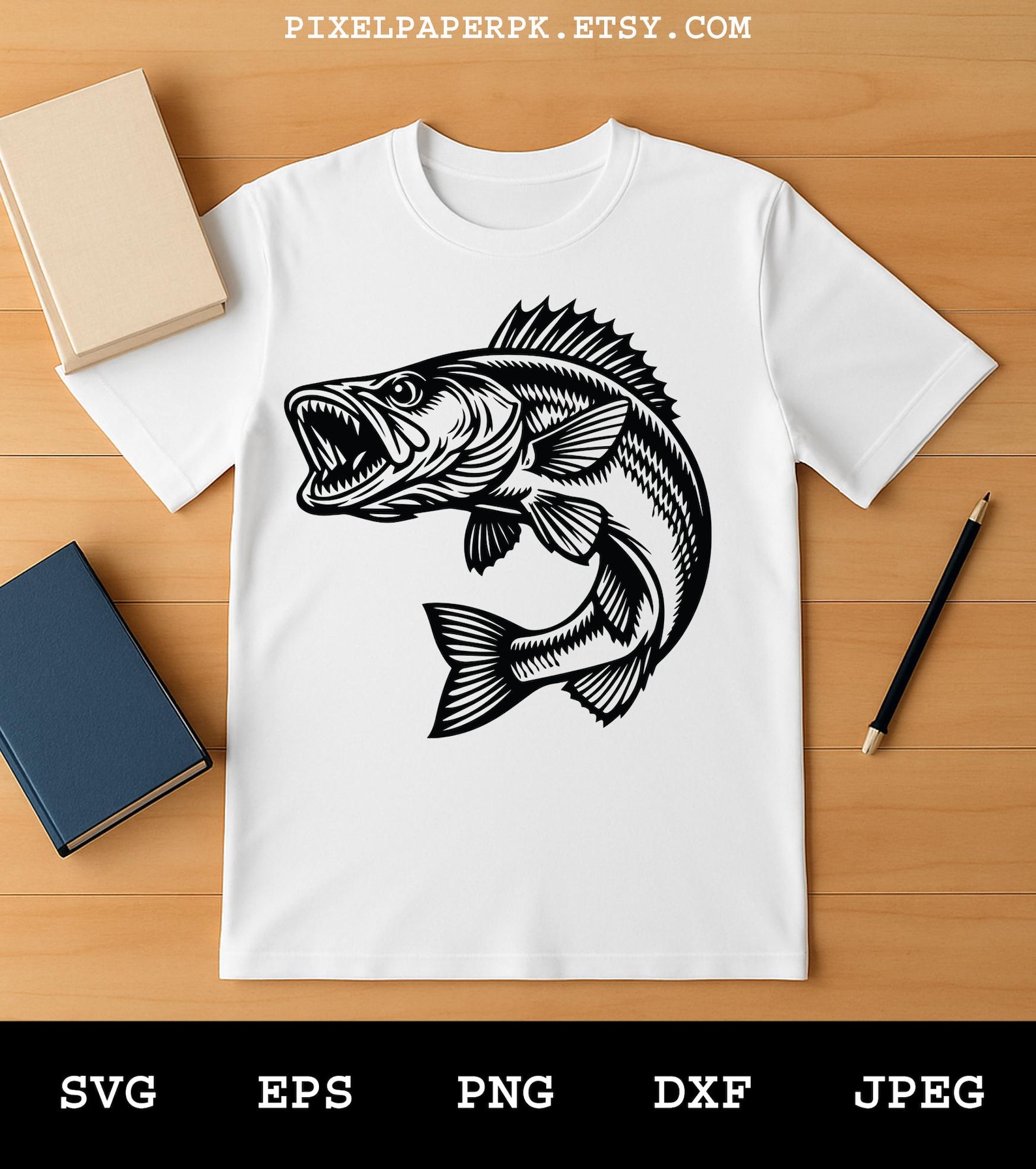 Walleye Fish Bundle of Three Svg, Eps, Png, Dxf, Jpeg Digital Download ...