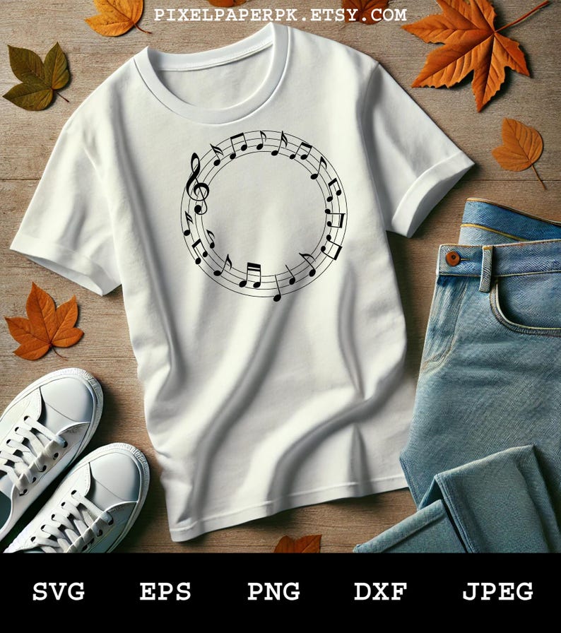 Circular Musical Notes Frame Svg, Eps, Png, Dxf, Jpeg Digital Download ...