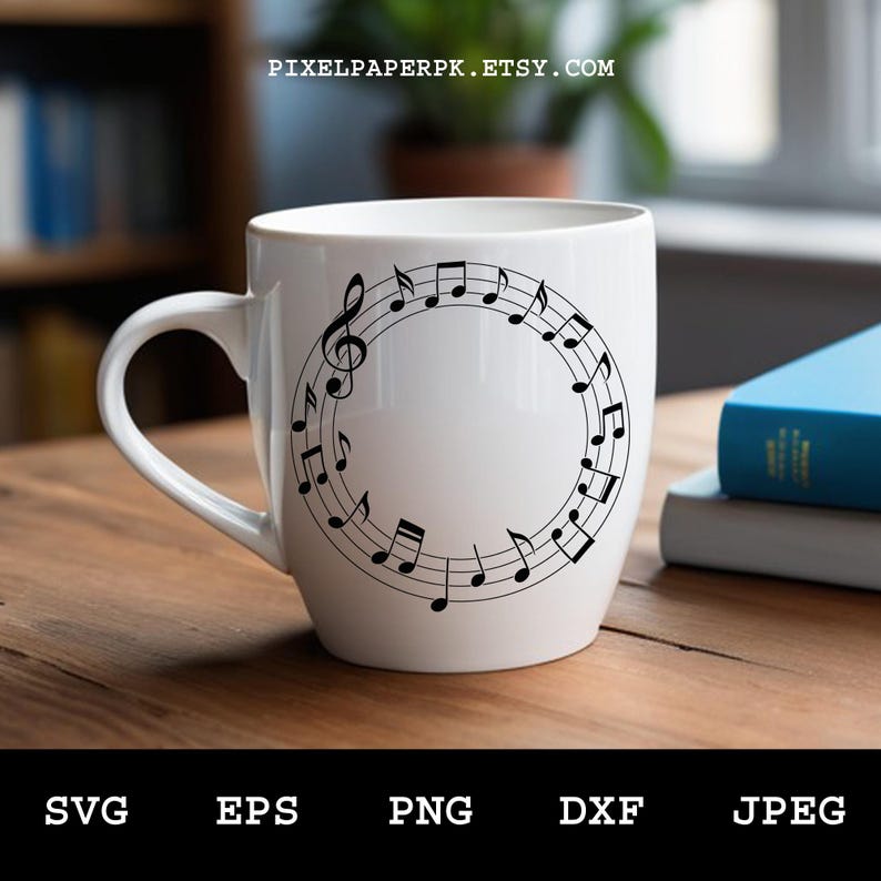 Circular Musical Notes Frame Svg, Eps, Png, Dxf, Jpeg Digital Download ...
