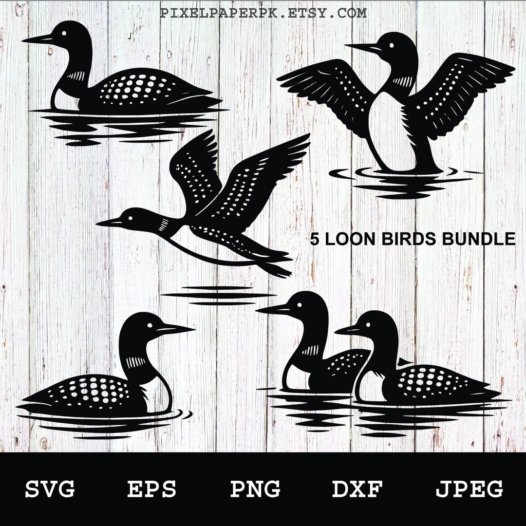 Loon Birds Bundle Svg, Eps, Png, Dxf, Jpeg Digital Download – Elegant ...