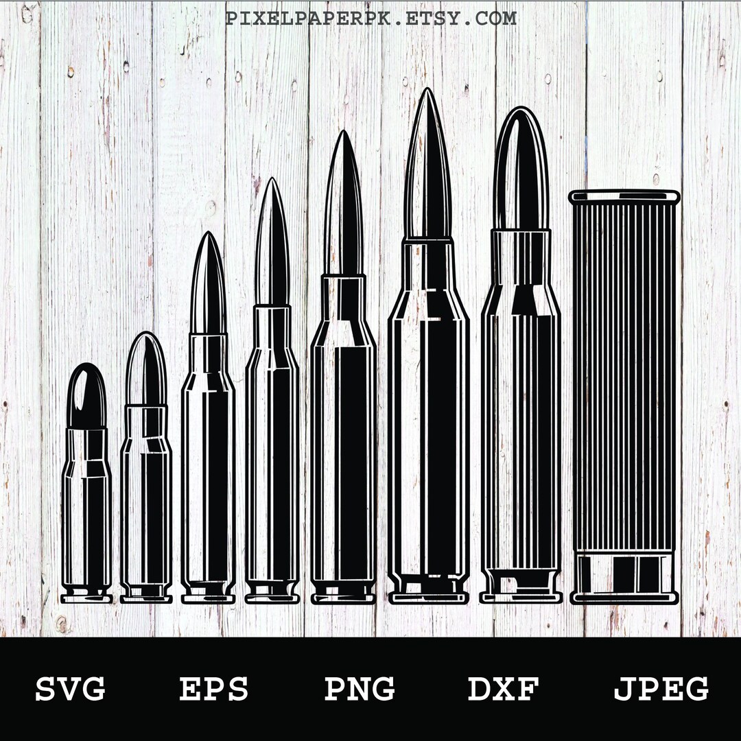 Bullets Ammo Svg, Eps, Png, Dxf, Jpeg Digital Download – Firearm ...