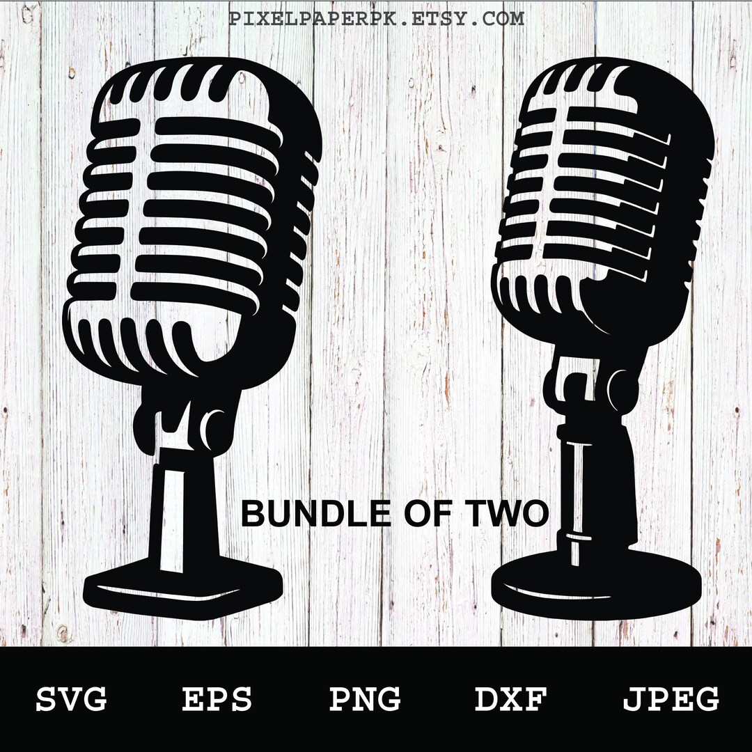 Vintage Retro Microphone Svg, Eps, Png, Dxf, Jpeg Digital Download ...