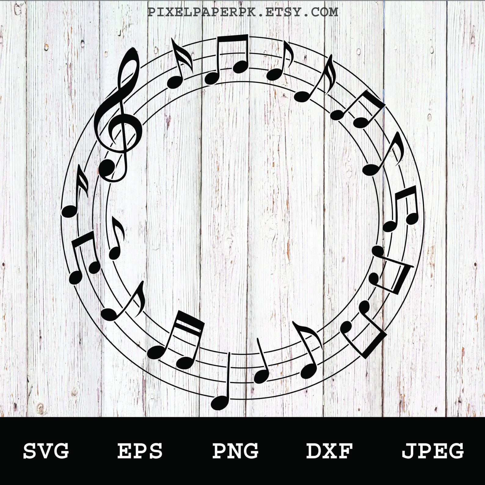 Circular Musical Notes Frame Svg, Eps, Png, Dxf, Jpeg Digital Download ...