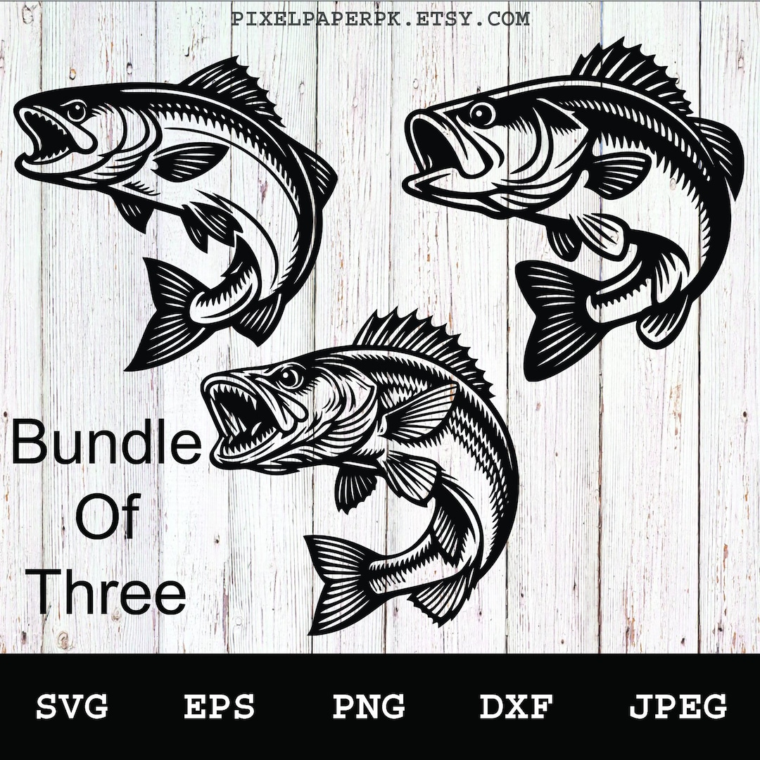 Walleye Fish Bundle of Three Svg, Eps, Png, Dxf, Jpeg Digital Download ...