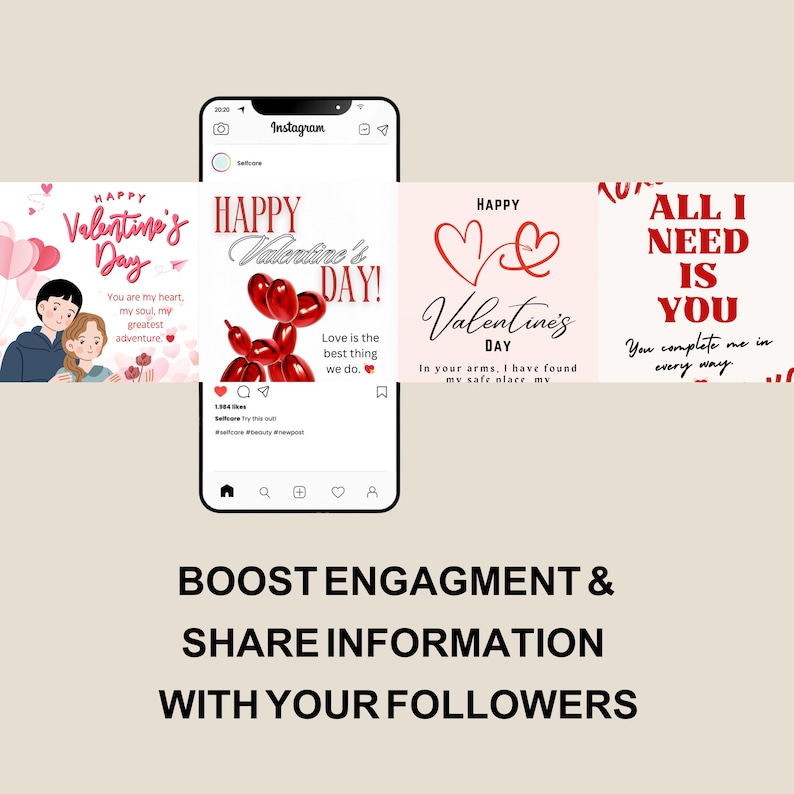 30 Valentines Day Instagram Post Templates Editable Canva Social Media ...