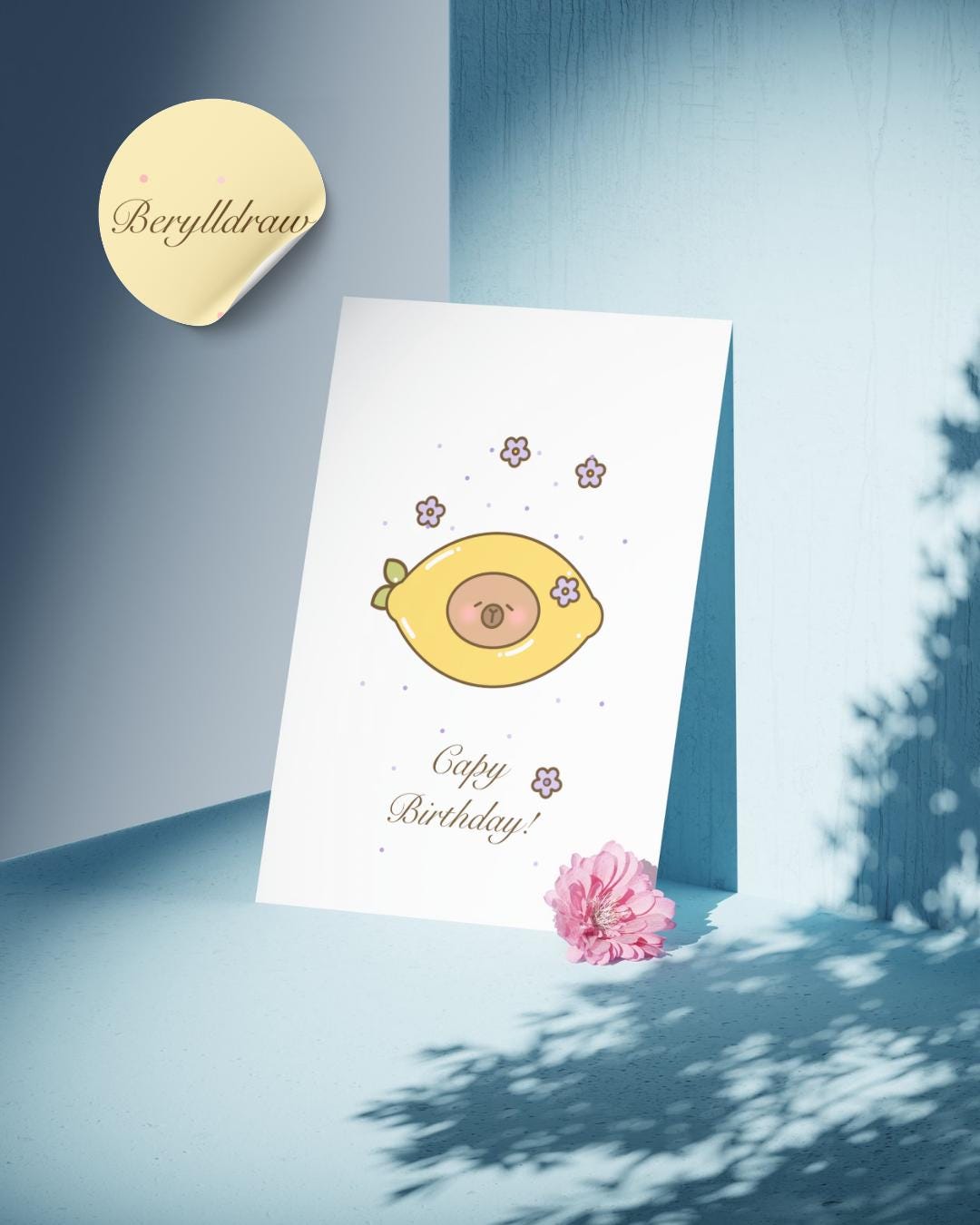 Birthday Card Printable CAPYBARA and LILAC FLOWERS 29,7 Cm X 21 Cm ...