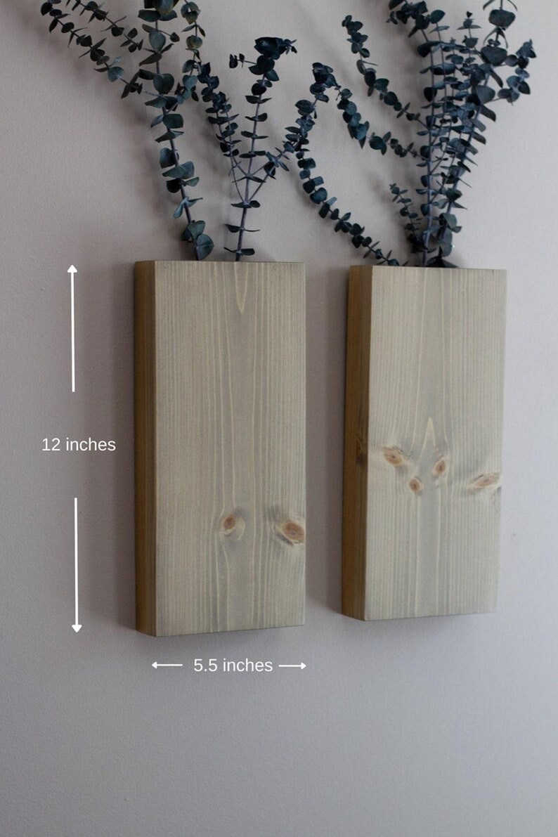 Wood Wall Vase 12 Inches | Wall Hanging Pockets for Greenery or Dried ...