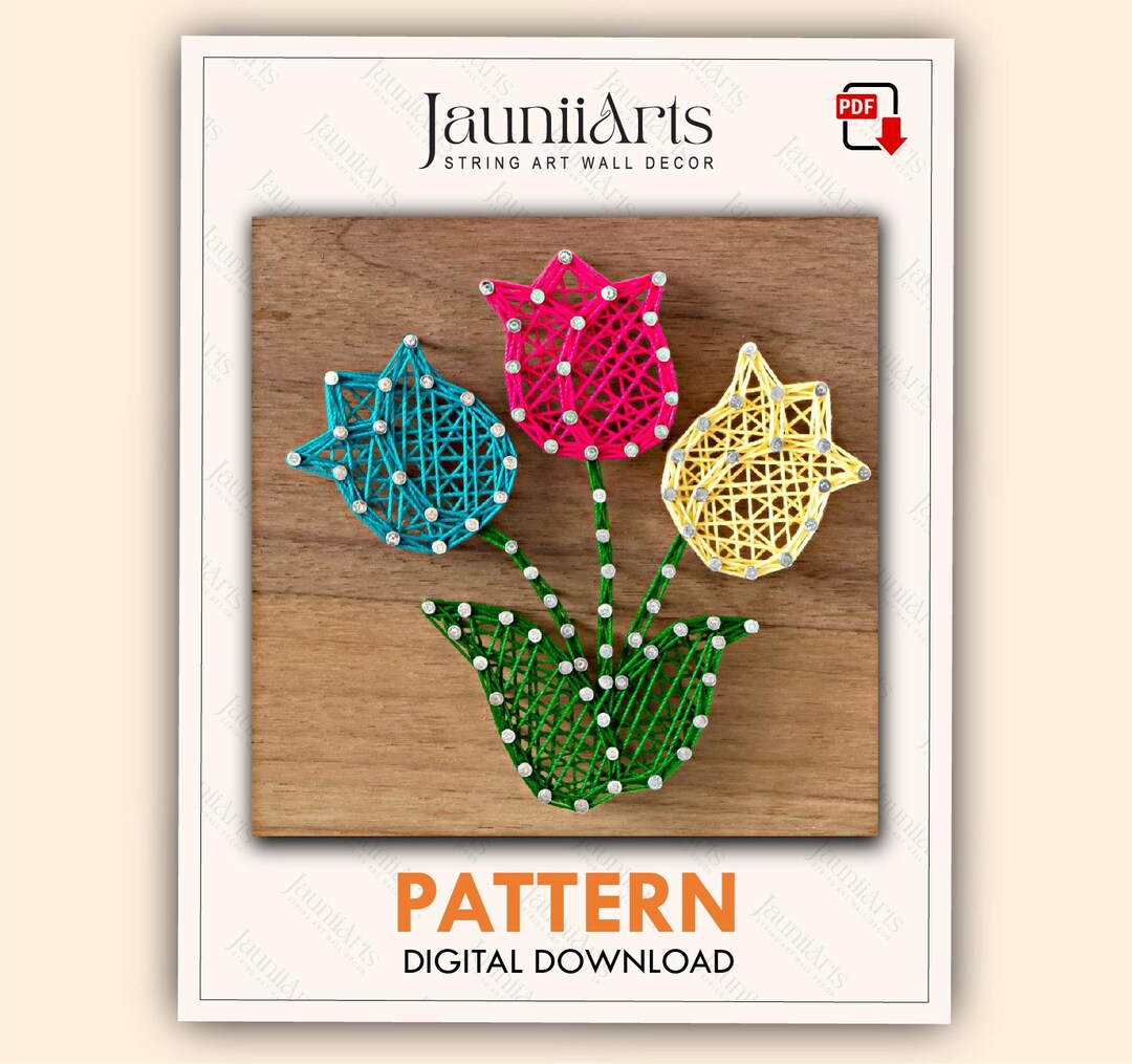 5" X 5" Easter Tulips String Art Pattern | DIY Spring Décor | Digital ...