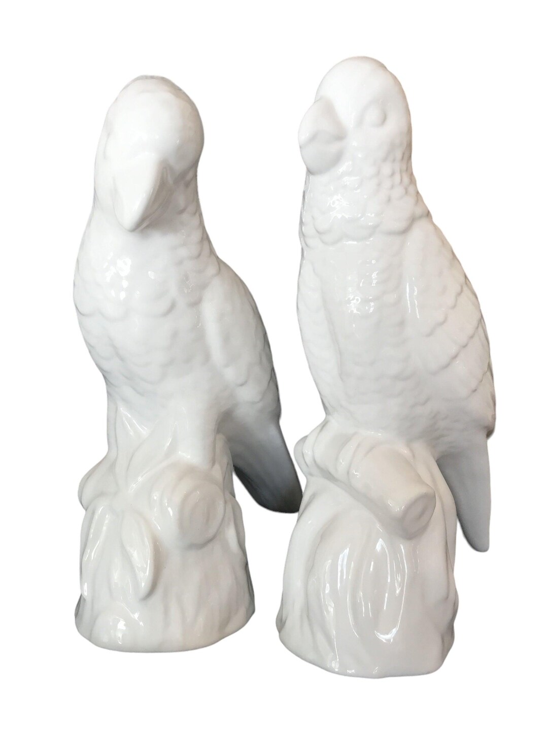 Pair White Ceramic Parrots - Etsy