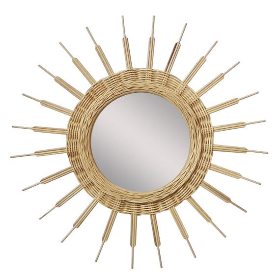 Rattan Sun Burst Mirror - Gem