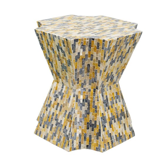 capiz inlay accent stool - Gem