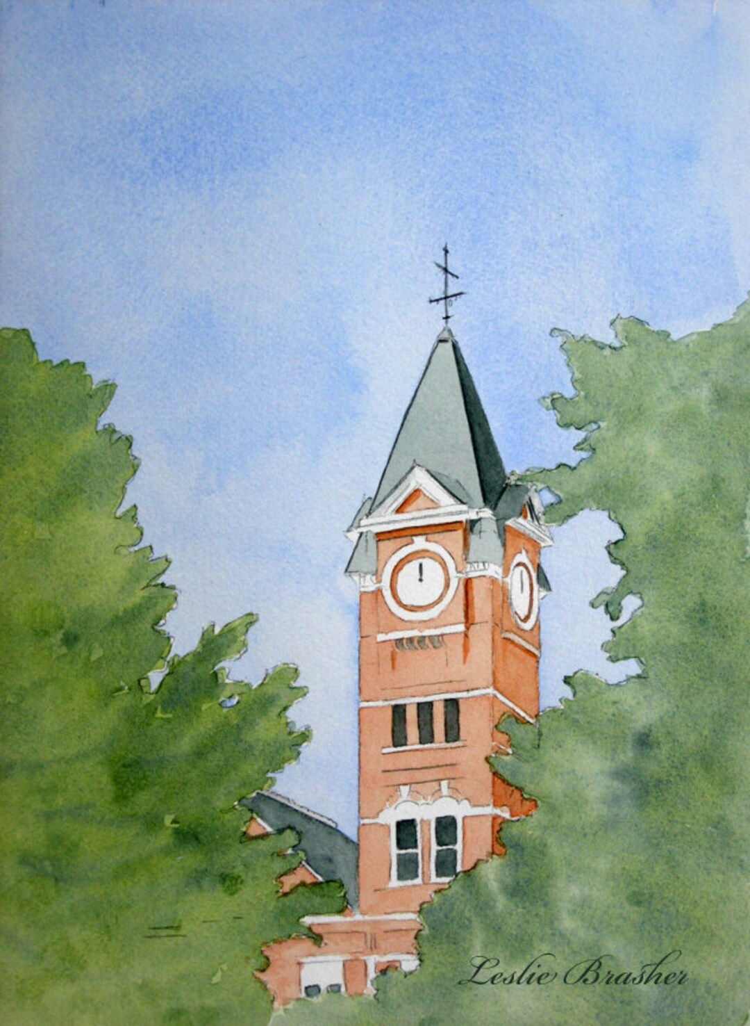Samford Tower Watercolor Print - Etsy