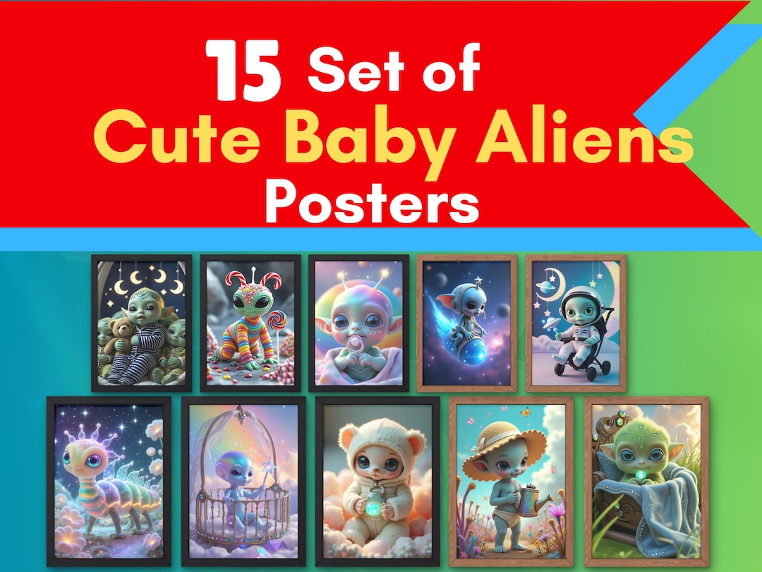 15 Cute Baby Alien Posters | Digital Download | Nursery Wall Art, Kids ...
