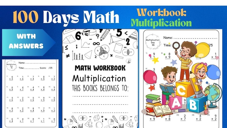 100 Days Math Workbook Multiplication With Answers - Etsy