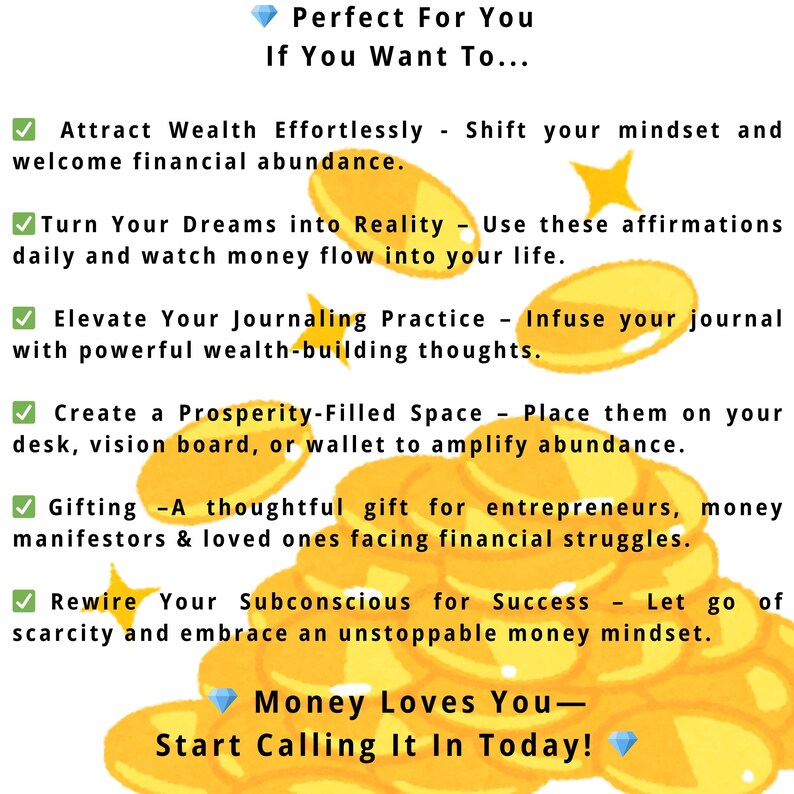 Printable Money Affirmation Cards, Manifest Abundance and Wealth, Law ...