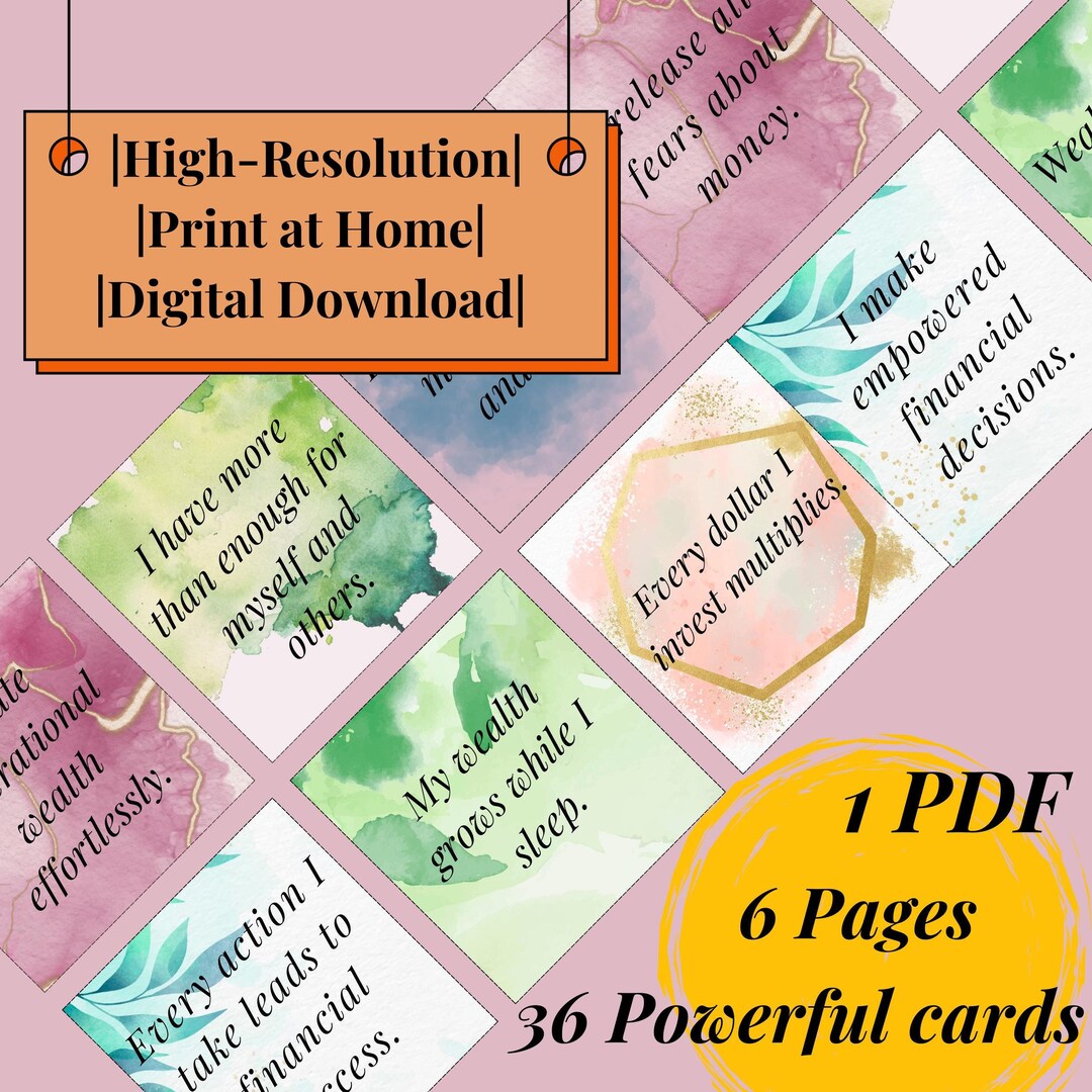 Printable Money Affirmation Cards, Manifest Abundance and Wealth, Law ...