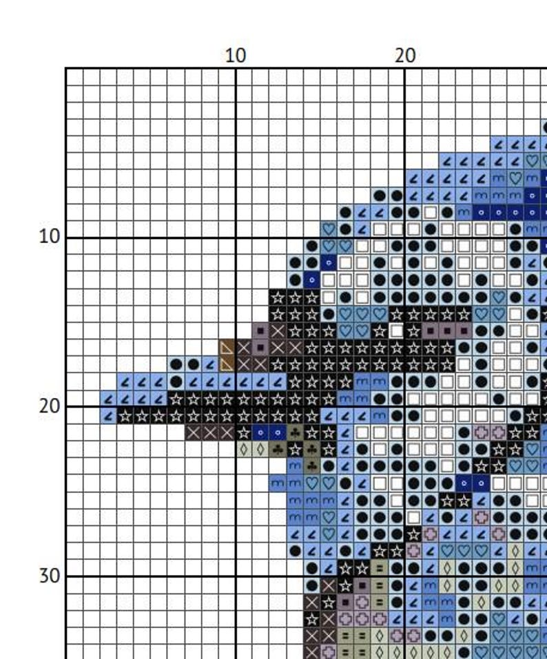 Blue Jay Bird Cross Stitch Pattern – Modern Geometric Embroidery PDF – Bird Cross Stitch Design ...