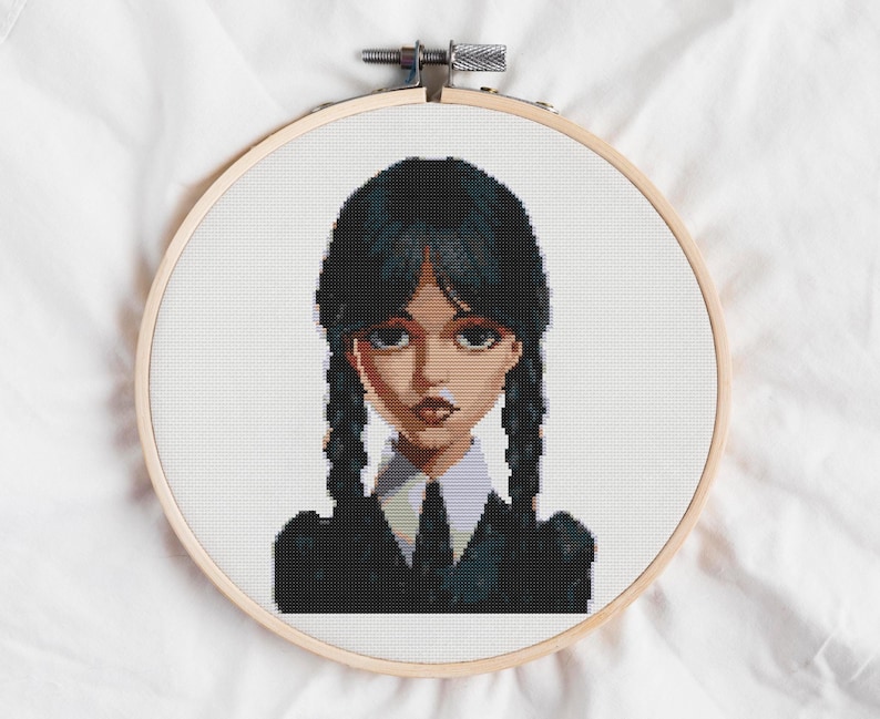 Wednesday Addams Cross Stitch Pattern | Modern Embroidery PDF | TV Show ...