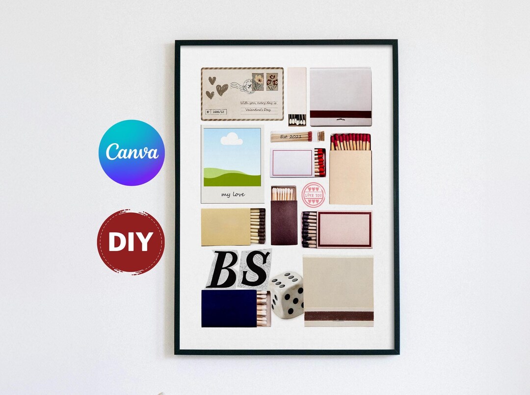 Matchbook Poster Template, DIY Matchbox Wall Art, Editable Canva Design ...