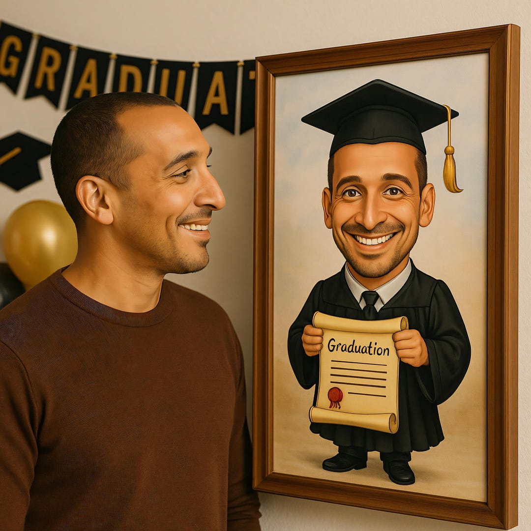 Custom Graduation Caricature Portrait – Personalized Male Graduate ...