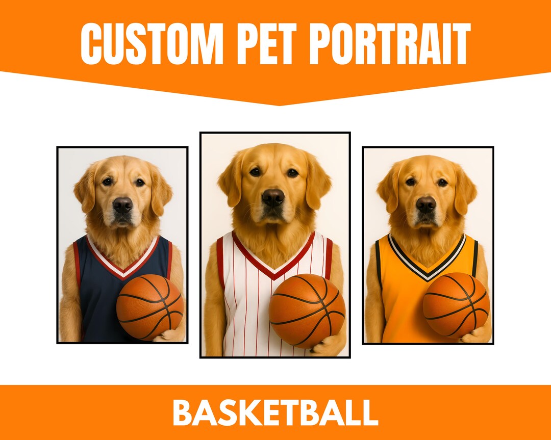 Custom Basketball Pet Portrait, Funny Dog in Jersey Digital Art ...