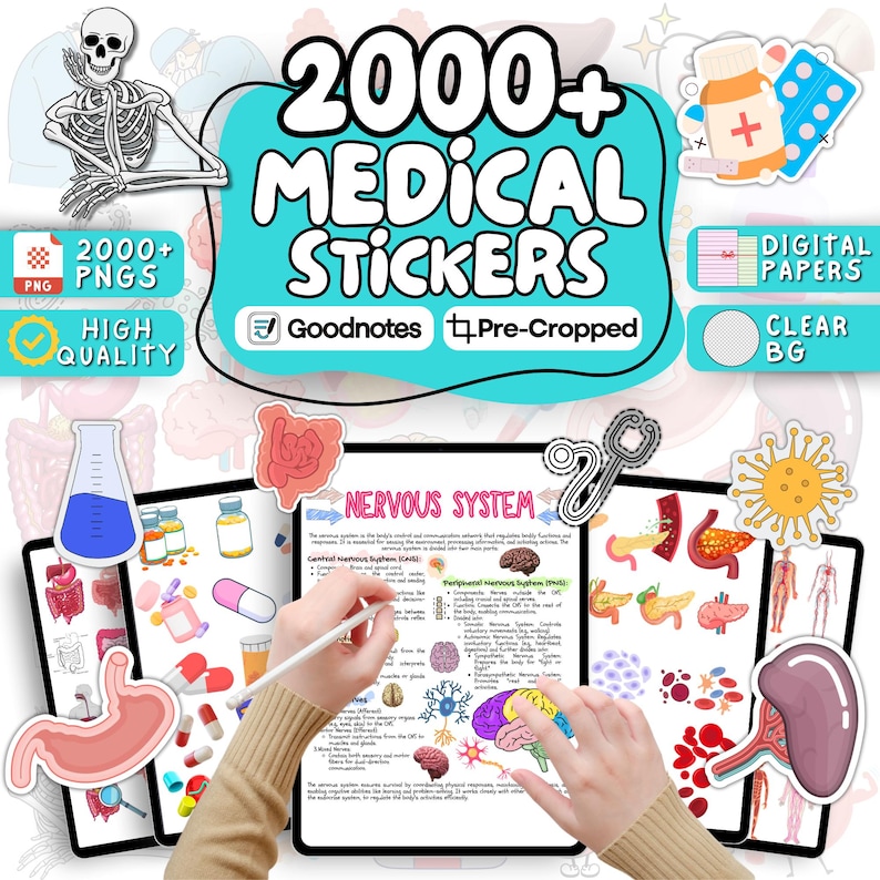 2000+ Medical Stickers Bundle: Nurse, Anatomy, Dentist (digital ...