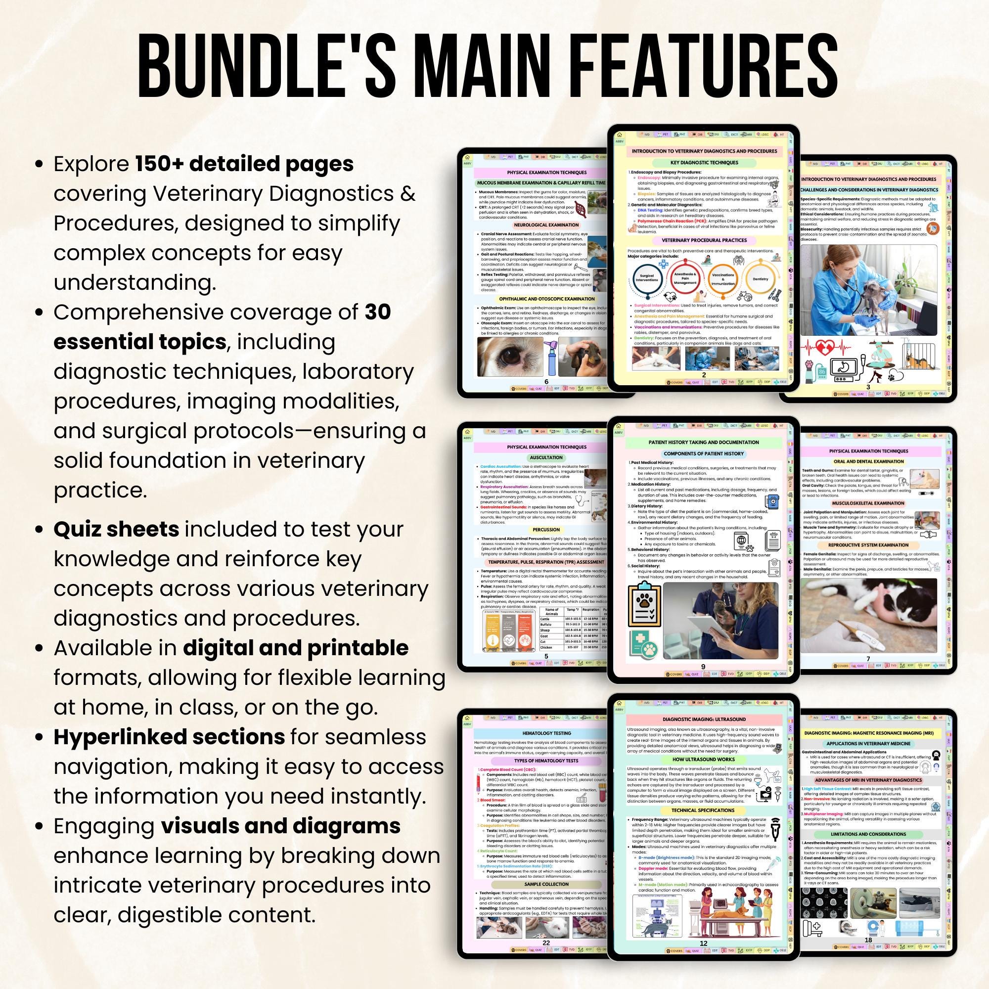 150 Veterinary Diagnostics Procedures Notes Hyperlinked, Veterinary ...