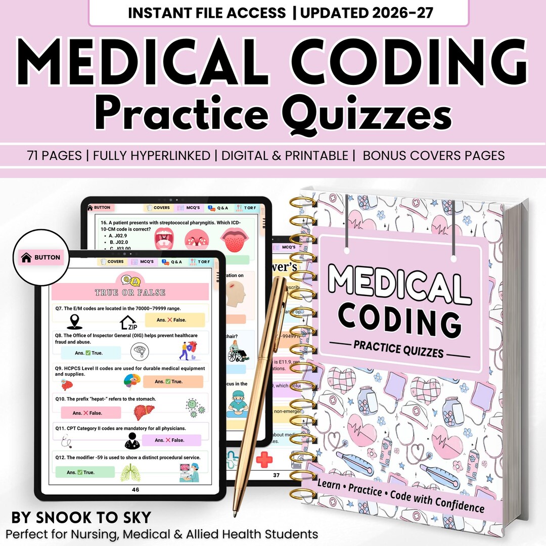 Medical Coding Practice Quizzes Bundle | Nursing Student Guide ...