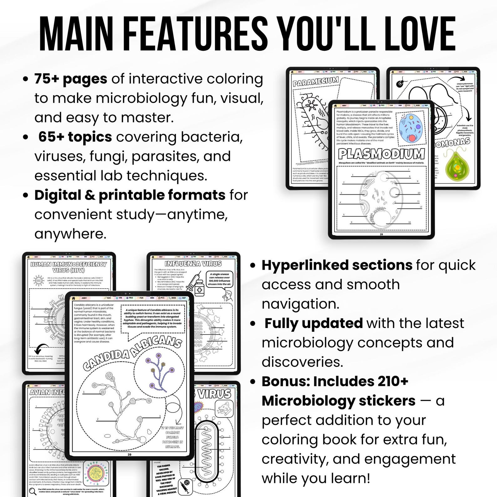 Microbiology Coloring Book | Nursing Student Printable | Bacteria ...