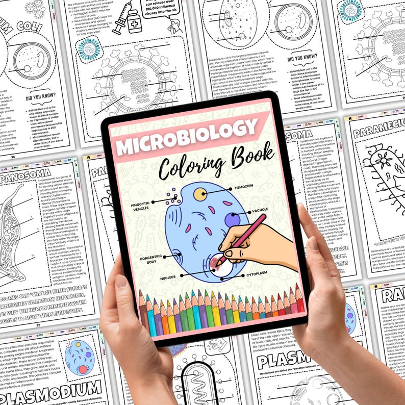 Microbiology Coloring Book | Nursing Student Printable | Bacteria ...