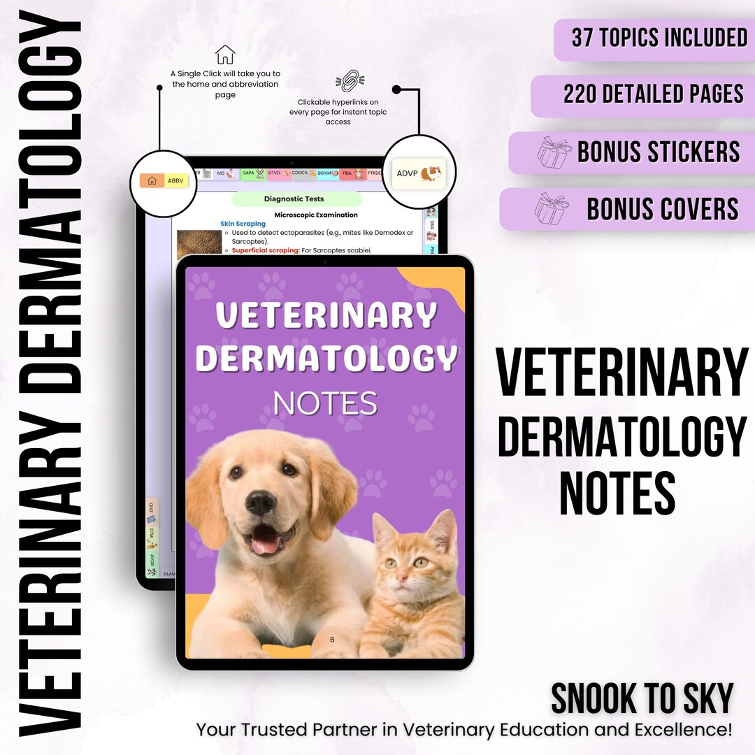 Veterinary Dermatology Notes Hyperlinked Bundle, UPDATED 2025-26 ...