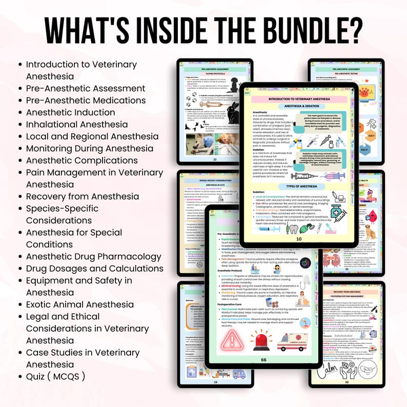 Veterinary Anesthesia and Sedation Notes Hyperlinked, Vet Med Study ...