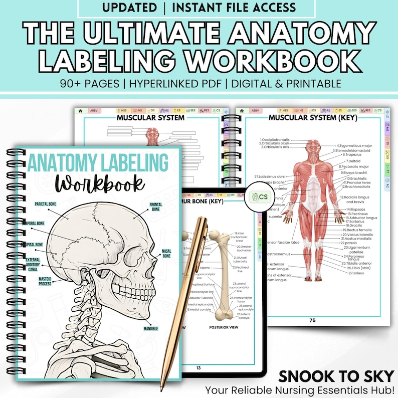 Anatomy Labeling Workbook | Nursing Study Guide | Human Body Systems ...