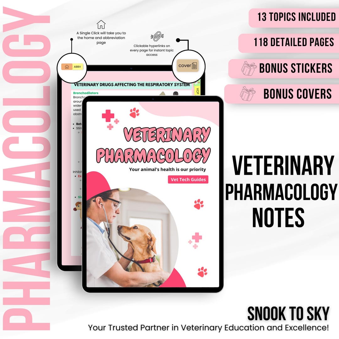 Veterinary Pharmacology Notes Hyperlinked, Veterinary Nurse, Bonus ...