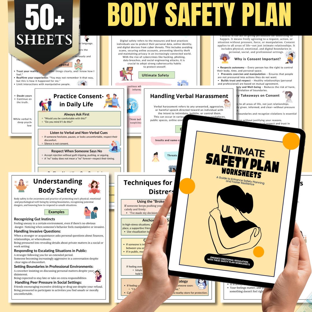 Safety Plan Work Sheets, A4 Worksheets Size, Coping Skills, Counselor ...